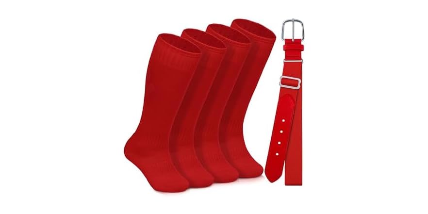 4 Pairs Baseball Socks & Belt Combo Set