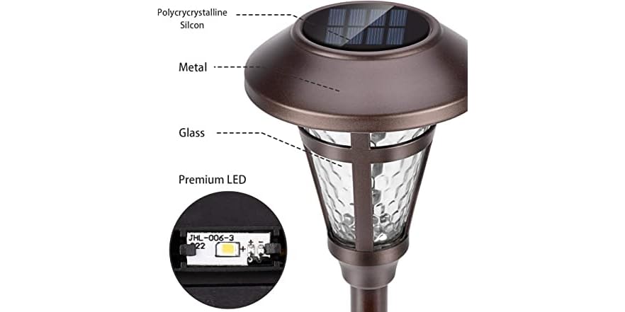 GIGALUMI 6 Pack Metal Solar Lights