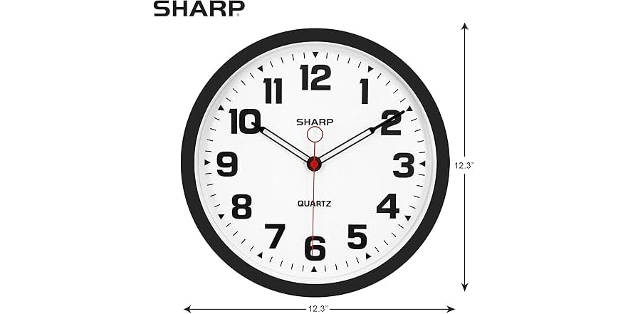 SHARP Matte Black Wall Clock 12"