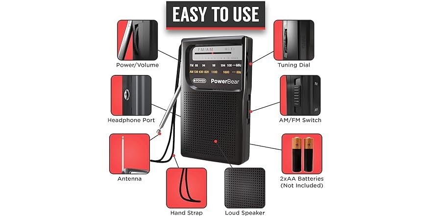 PowerBear Portable Radio, AM/FM