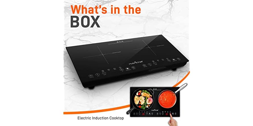 NutriChef Portable Double Induction Cooktop