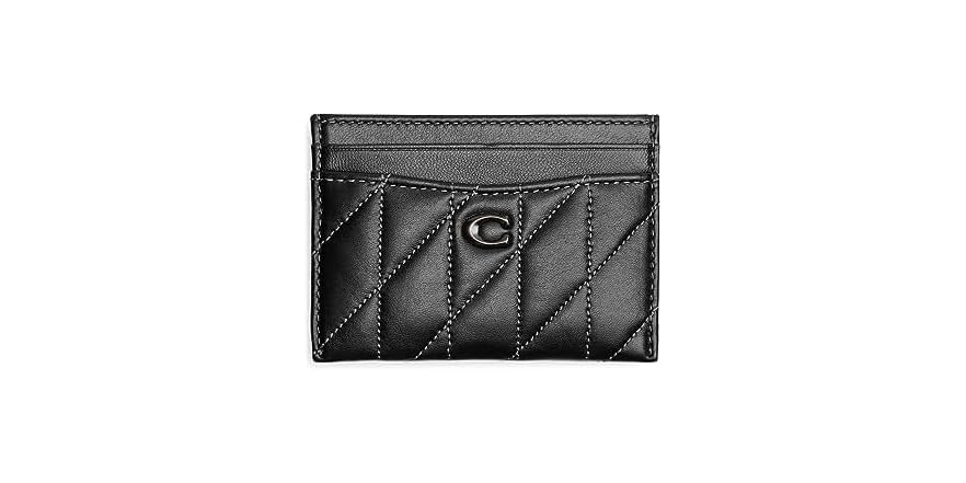 Coach Quilted Pillow Leather Card Case-Black