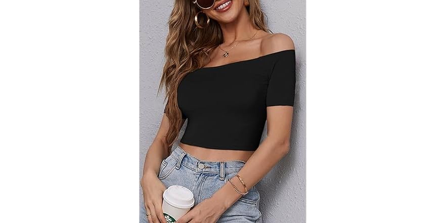 Women's Off The Shoulder Crop Top, Large