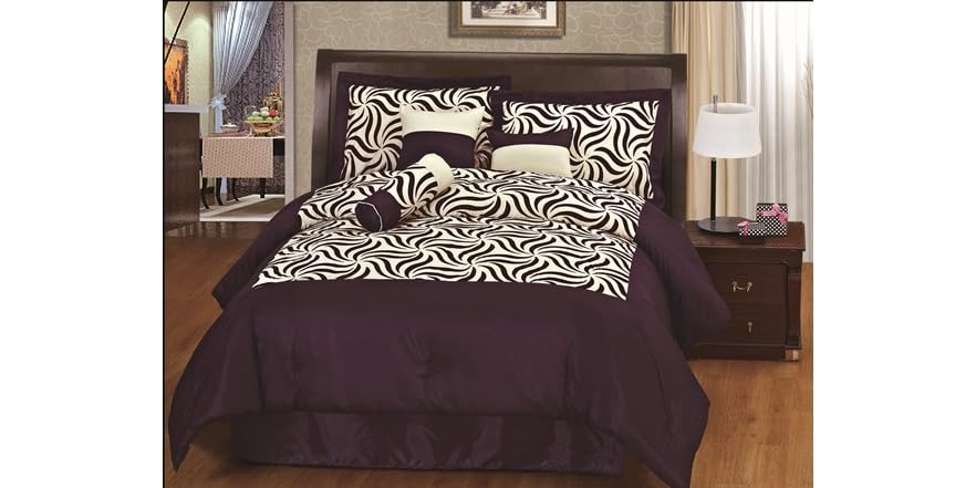 Zebra 7pc Comforter Set - Purple - 2 Sizes