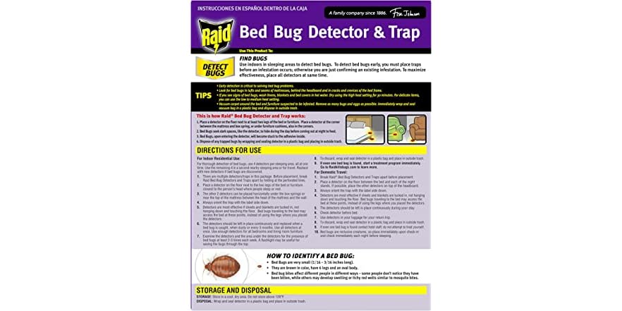 Raid Bed Bug Detector & Trap, 8 ct