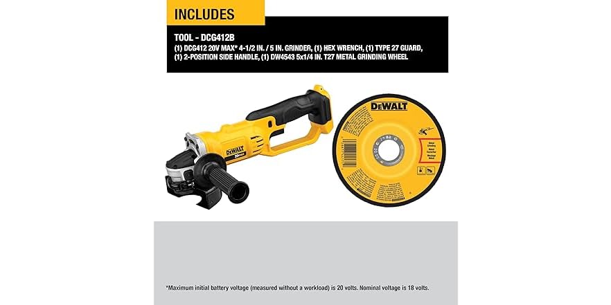 DEWALT DCG412B 20V MAX 4-1/2 Inch Angle Grinder, Bare Tool