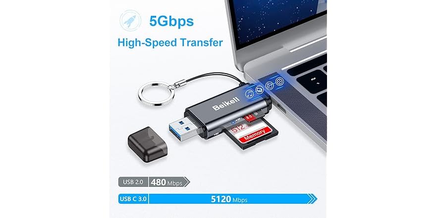 Beikell SD Card Reader, Beikell Dual Connector