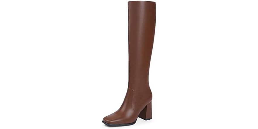 Knee High Chunky Heel Square Toe Boots