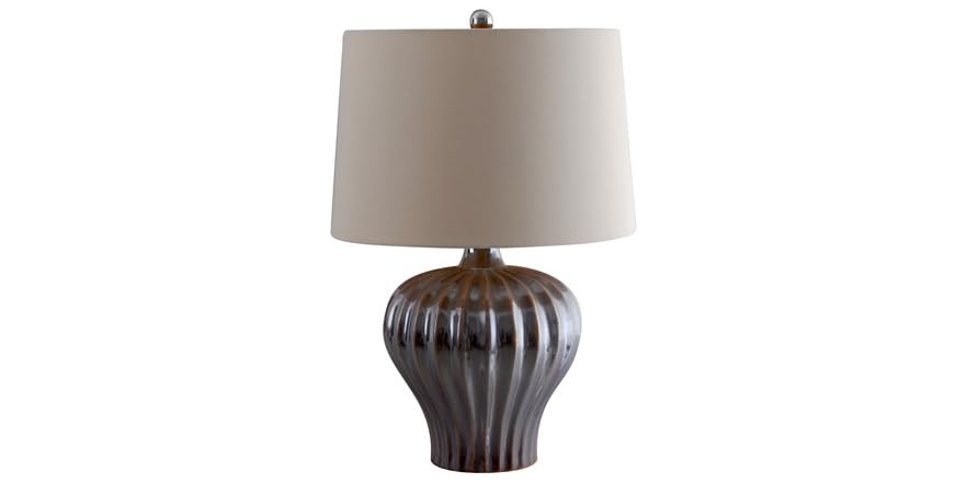 3-Way Ivory Ceramic Brushed Steel Table Lamp