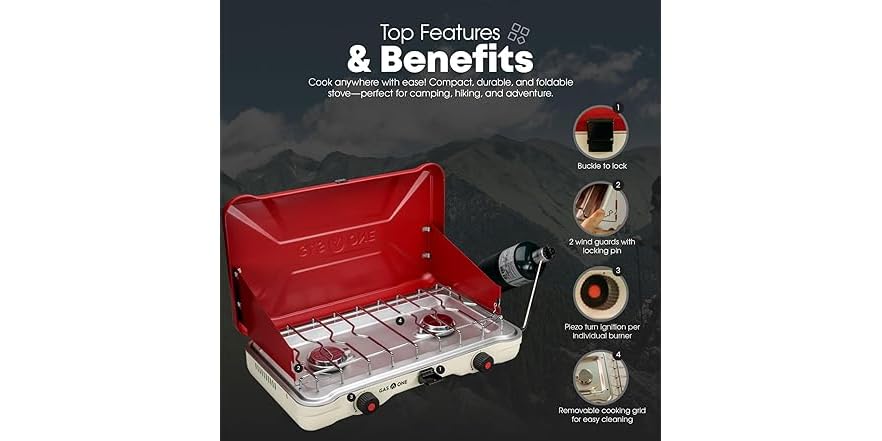 GasOne Portable Camping Stove - Red