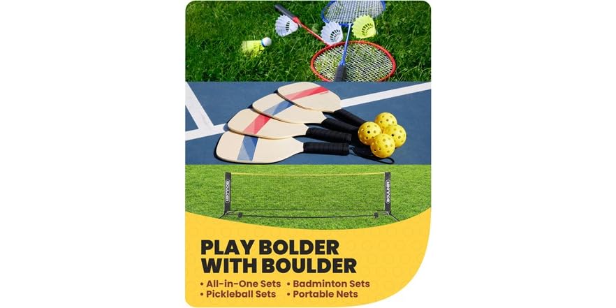 Boulder Pickleball Set of 2 Paddles and 4 Balls