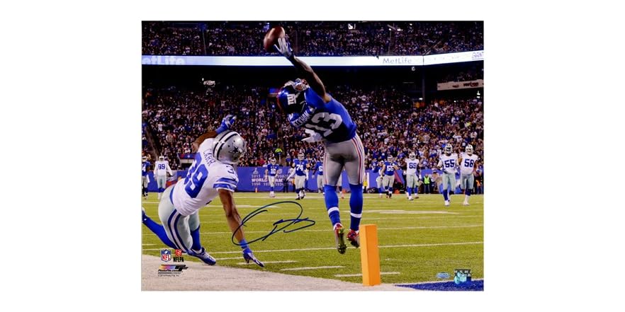 Odell Beckham Jr'S Signed One-Handed Touchdown Catch 16X20 Photo