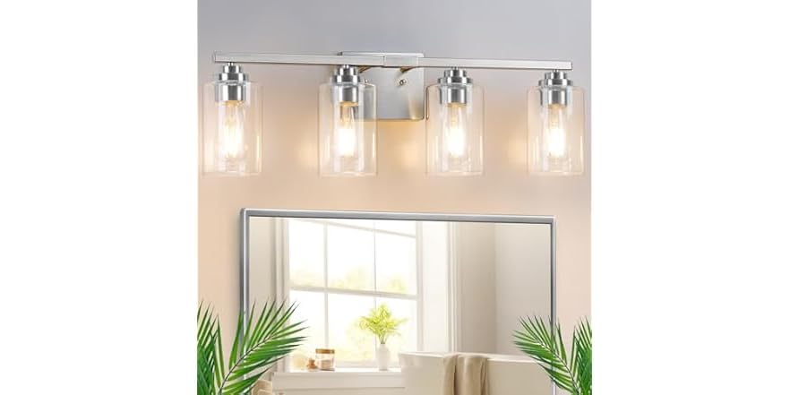 VerRon 4-Light Bathroom Light Fixtures, 27", Nickel