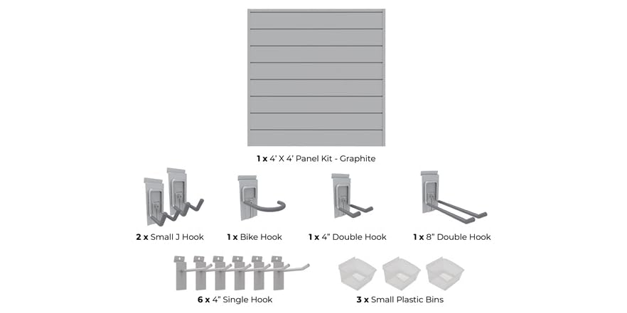 CrownWall 4'x4' Panel 6" Slat Wall Kit w/14pc Accy