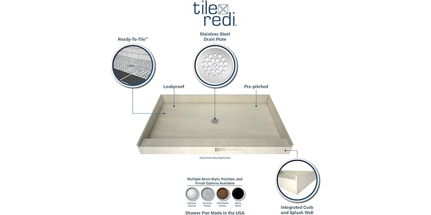 Tile Redi P3048C-PVC Shower Pan with C