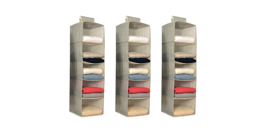 3-Pack 5 Tier Hanging Closet Organizer