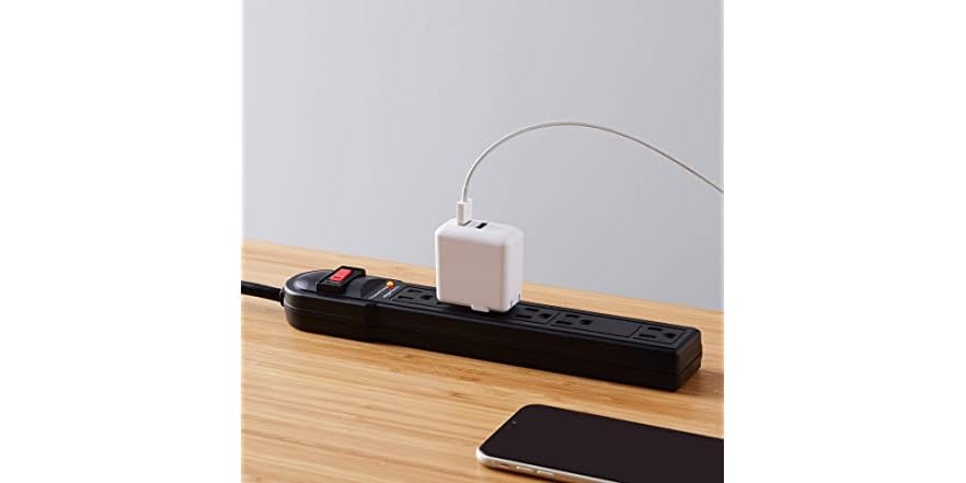 AmazonBasics 6-Outlet Power Strip, 6ft Cord, 790 Joule