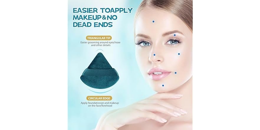 8 Pieces Triangle Powder Puff Peacock Blue