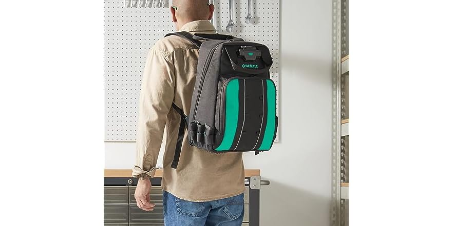 Amazon Brand - Denali Lighted Tool Bag, 55 Pockets