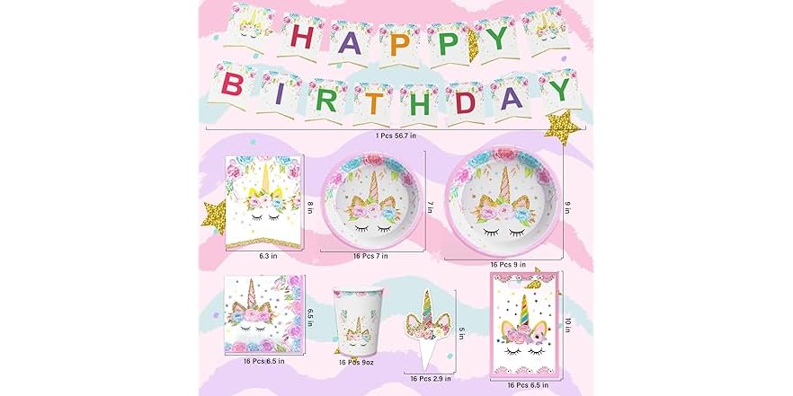 142 PC Unicorn Birthday Party Kit