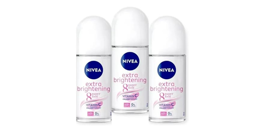 3PK Nivea Deodorant Whitening Extra Care 48h Roll-on: 50 Ml.