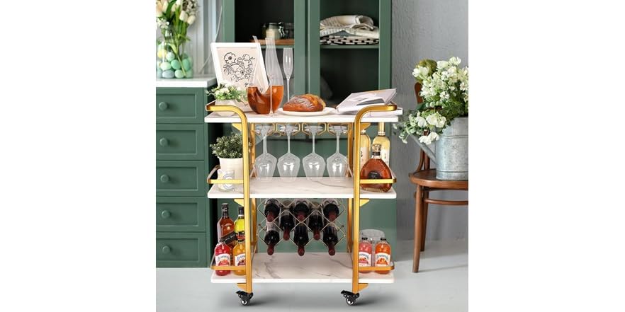 Jubao Gold Bar Cart with 3 Tiers