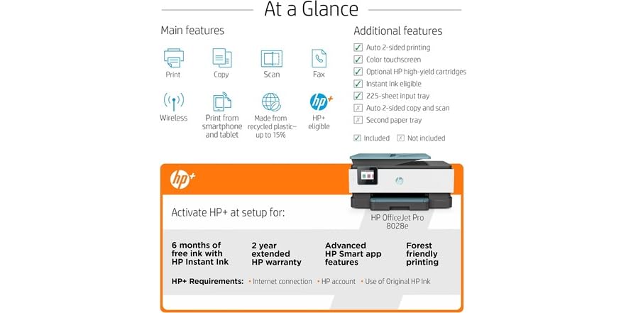 HP OfficeJet Pro 8028e Wireless Color Printer (Open Box)