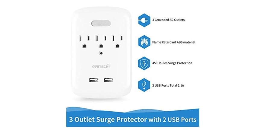 Light Sensor Outlet with USB (2-Pack)