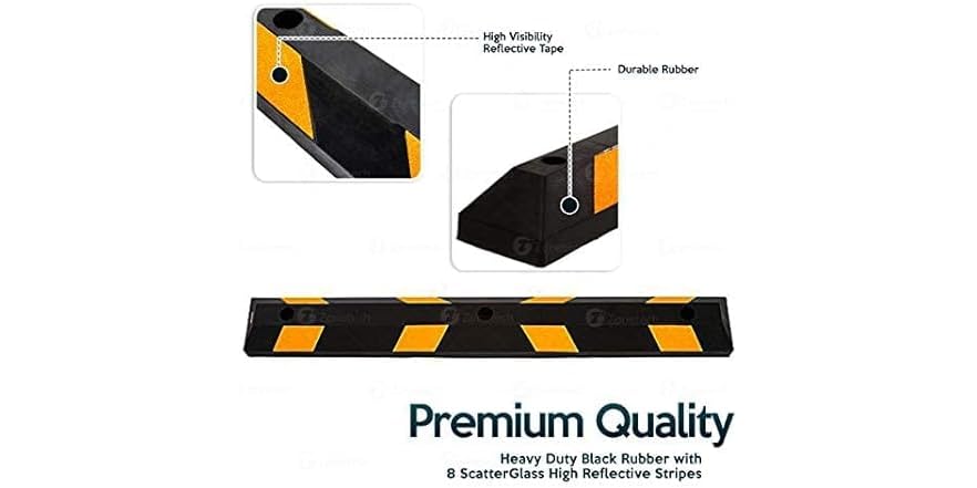 Zone Tech TS0008-2 Heavy Rubber Parking Curb 2pk
