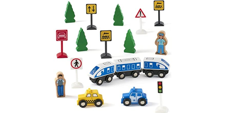 40pcs Road and Rail Train Set