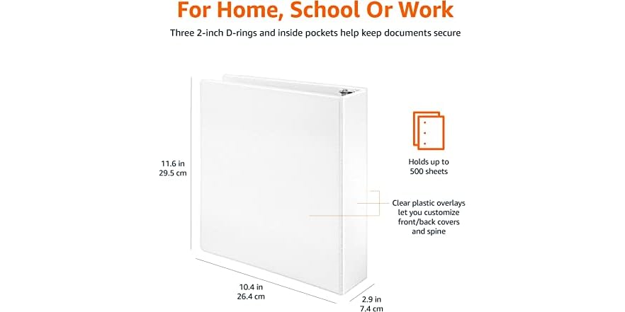 Amazon Basics Economy 3 Ring Binder, 4-Pack