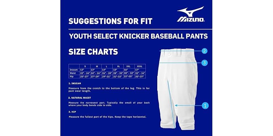 Mizuno Short Knicker Baseball Pant, Medium