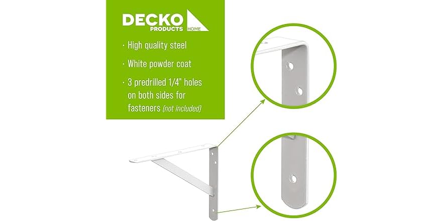 Decko Shelf Bracket White 10-Pack