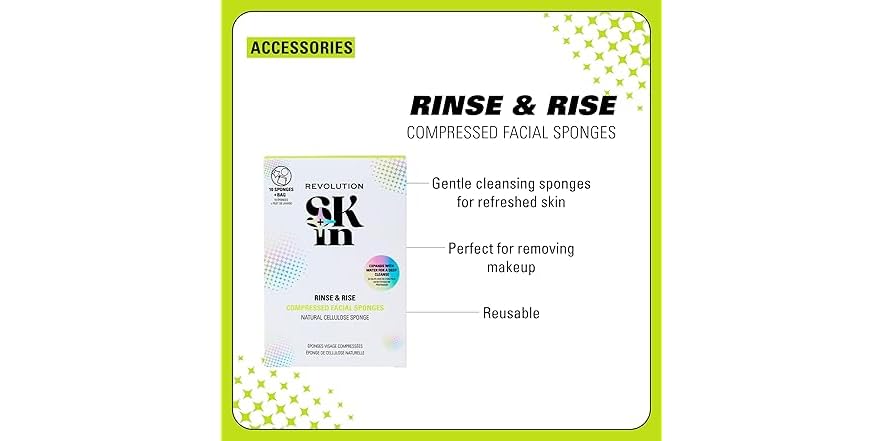 Revolution Skin, Rinse & Rise Compressed Face Sponges