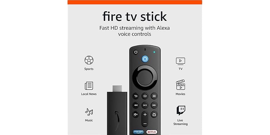 Amazon Fire TV Stick, (3rd Gen), HD with Alexa Voice Remote (3rd Gen)