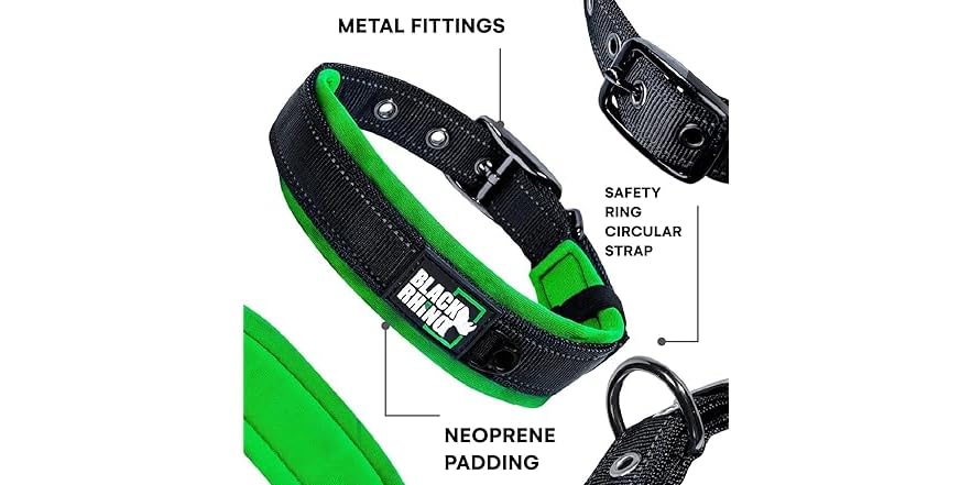 Black Rhino - Padded Dog Collar, Large