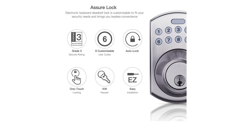 725 EKeypad Deadbolt Lock w 1-Touch Lock