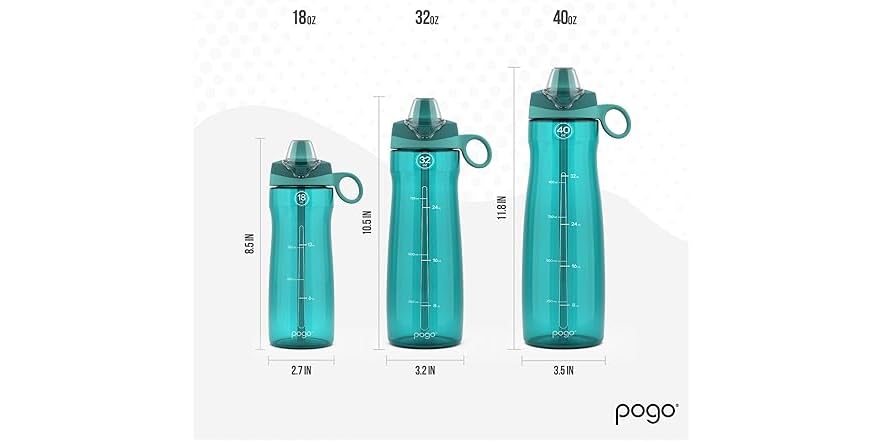 Pogo Bottle with Soft Straw Lid, 18 oz, Teal