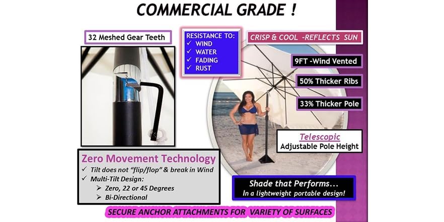 Morshade 180 Patio Beach & Portable Stable Shade