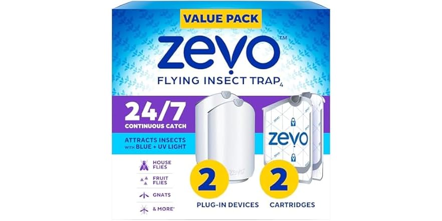 Zevo 2 Flying Insect Traps & 2 Refill Cartridges