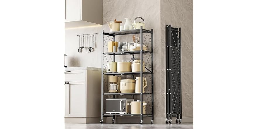 HealSmart Heavy Duty 5-Tier Foldable Metal Rack