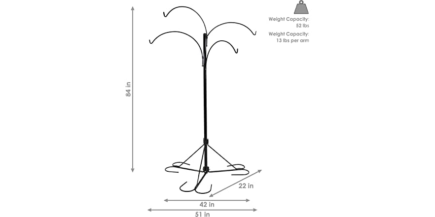4-Arm Hanging Basket Stand with Adjustable Arms