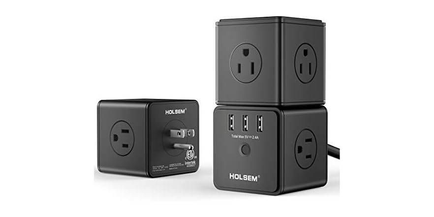 HOLSEM Power Cube Surge Protector w/ 3 USB - 3 Pack