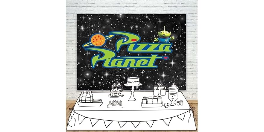Pizza Planet Party Backdrop 5x3ft