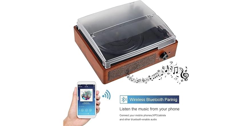 Vinyl Record Player Bluetooth 3-Speed