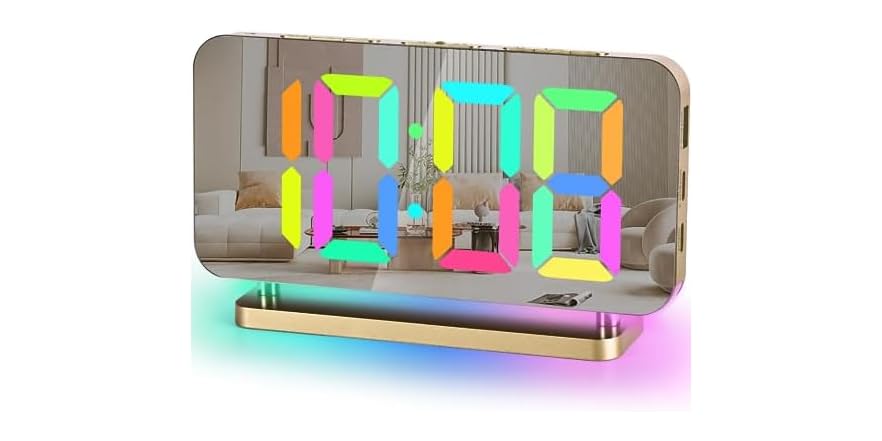RGB Mirror Digital Alarm Desk Clock