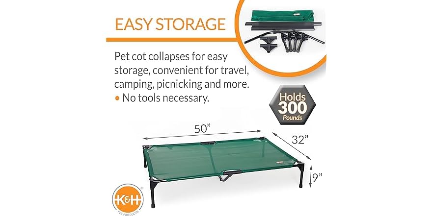 K&H Elevated Outdoor Dog Cot Bed, XL