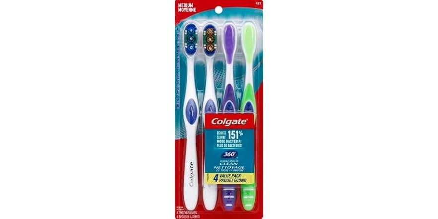 Colgate 360 Adult Toothbrush, Medium (4 Count)