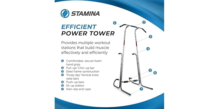 Stamina Power Tower Dip Pull Up Bar Station