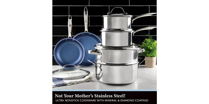 Granite Stone Diamond 10-Pc. Blue Cookware Set